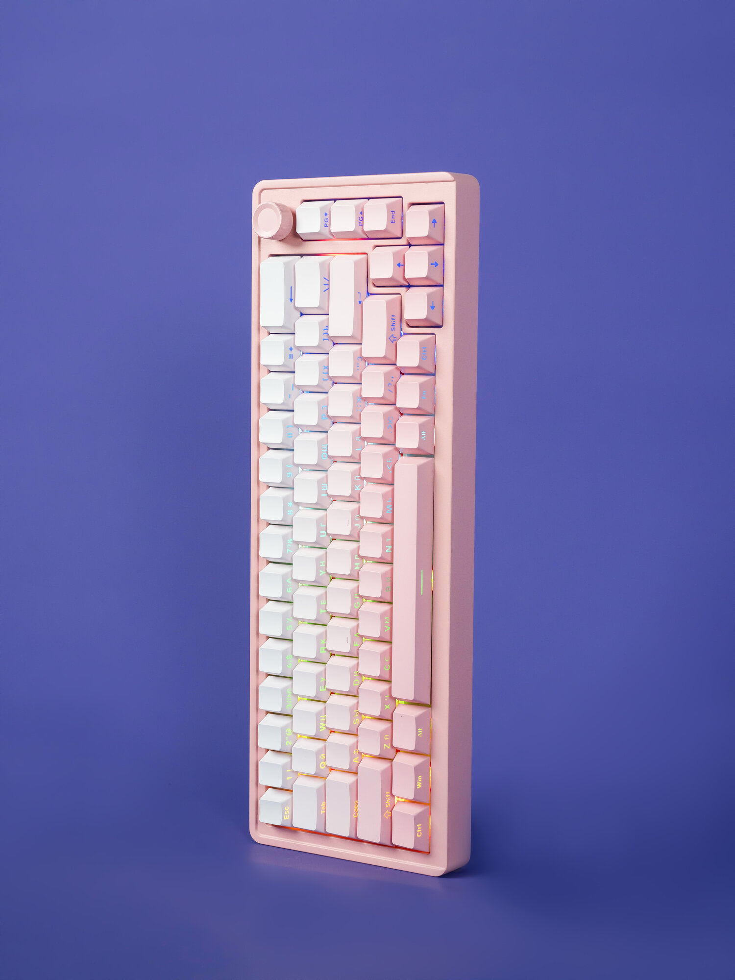 Набор кейкапов «Туманный персик» | PBT | Градиент белый-розовый | 123 клавиши