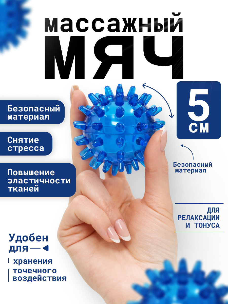 Массажер медицинский для тела Чудо-мячик мини (синий), самомассаж