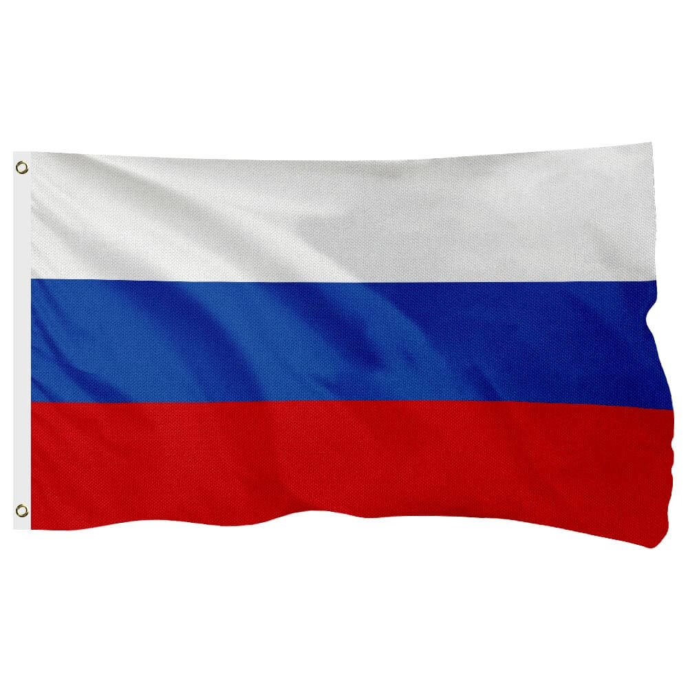 Флаг Российской Федерации, плотная полиэстеровая ткань 400D, двусторонняя печать, четырёхкратная прошивка по краю, стойкий к выцветанию, с двумя латунными люверсами, подходит для дома и улицы.