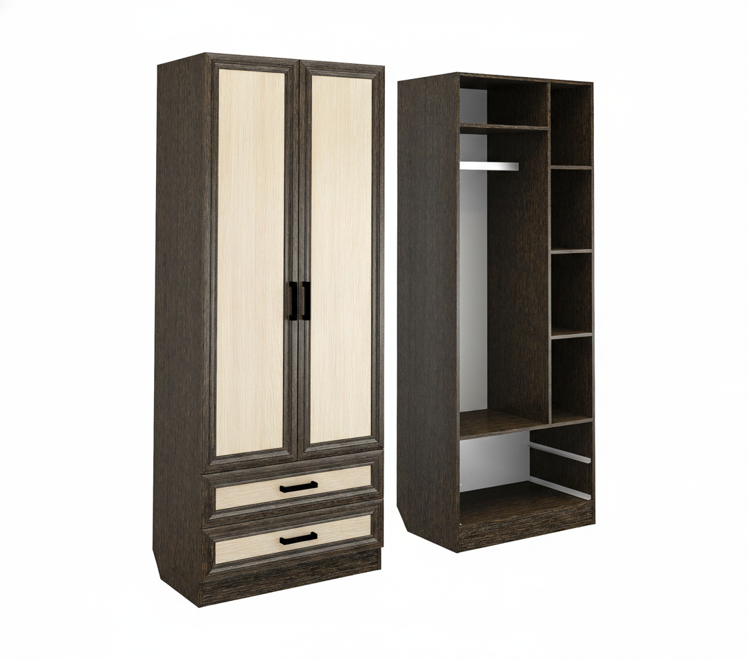 Шкаф распашной, гардероб, шкаф для одежды ШК 2/2 М 80/210/52 см Венге/дуб молочный