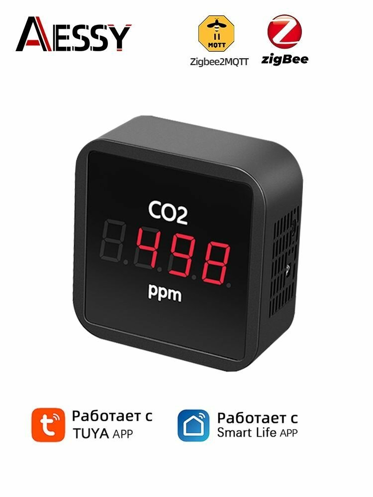 Tuya Zigbee Умный датчик углекислого газа CO2 NDIR инфракрасный монитор с функцией определения температуры и влажности, питание от USB