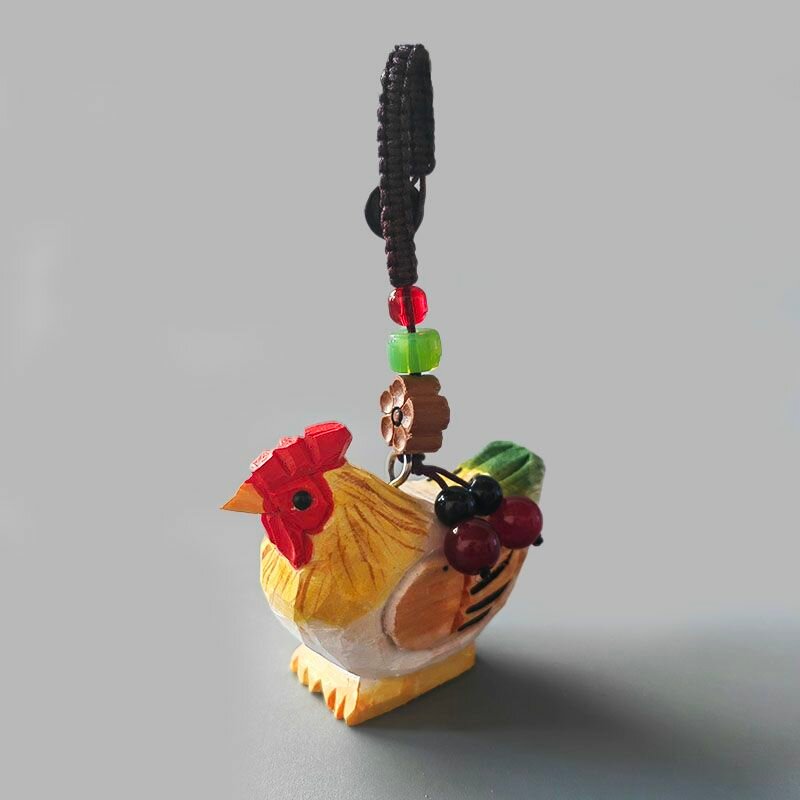 Резьба по дереву, подвеска в виде маленького петуха, чистое массивное дерево, ручная резьба, подвеска для сумки, школьного рюкзака, ключа от машины, высококачественный креативный подарок