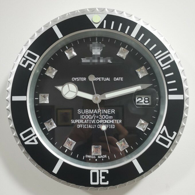 14inch Настенные часы Rolex Submariner с металлическим корпусом и увеличительным стеклом GMT, подходящие для залов в