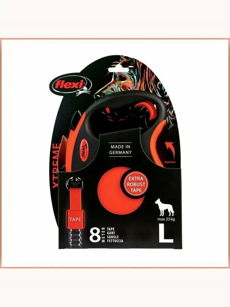 Поводок-рулетка для собак Flexi Xtreme L 8 метров, лента
