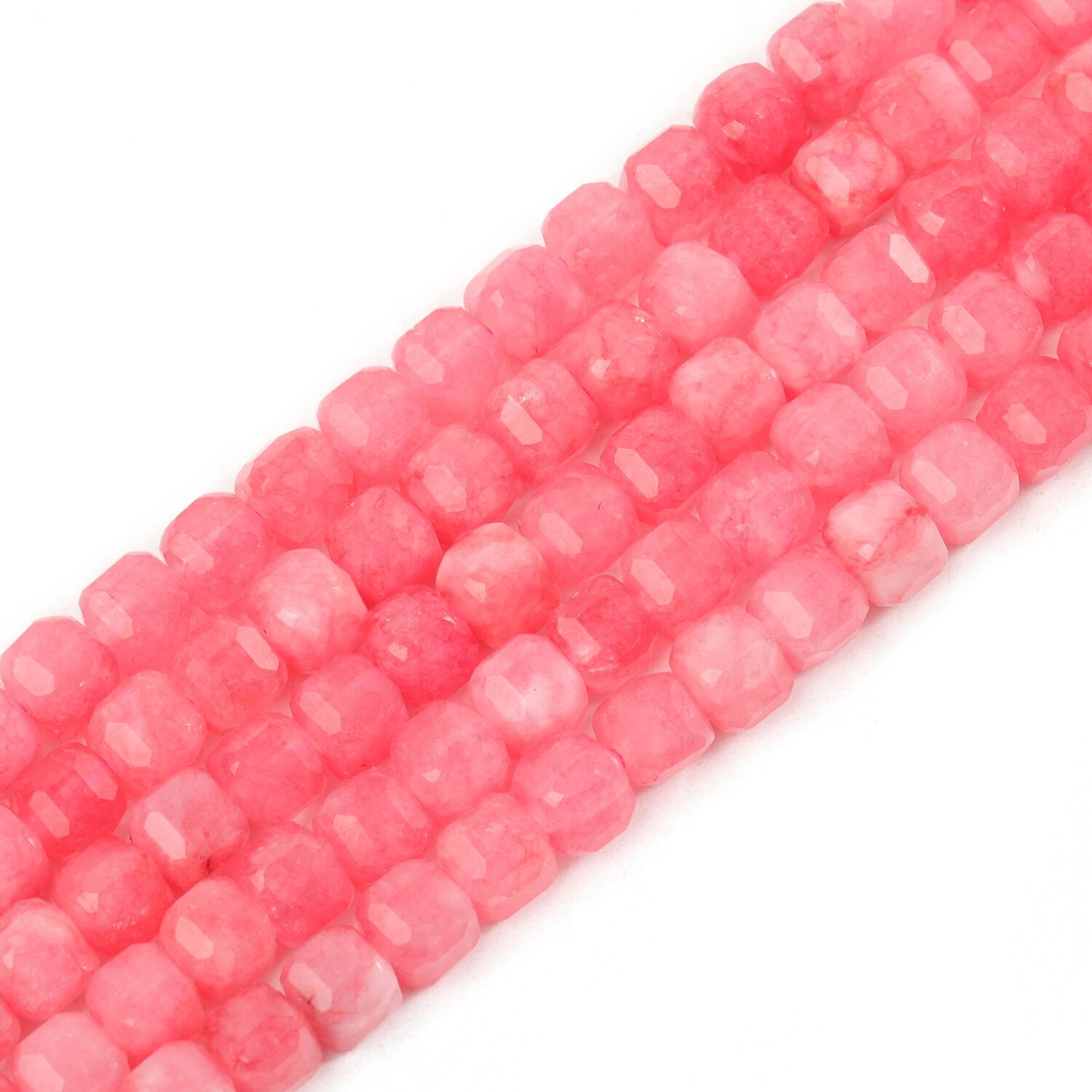 Бусины розовые квадратные 5 мм, rose jade