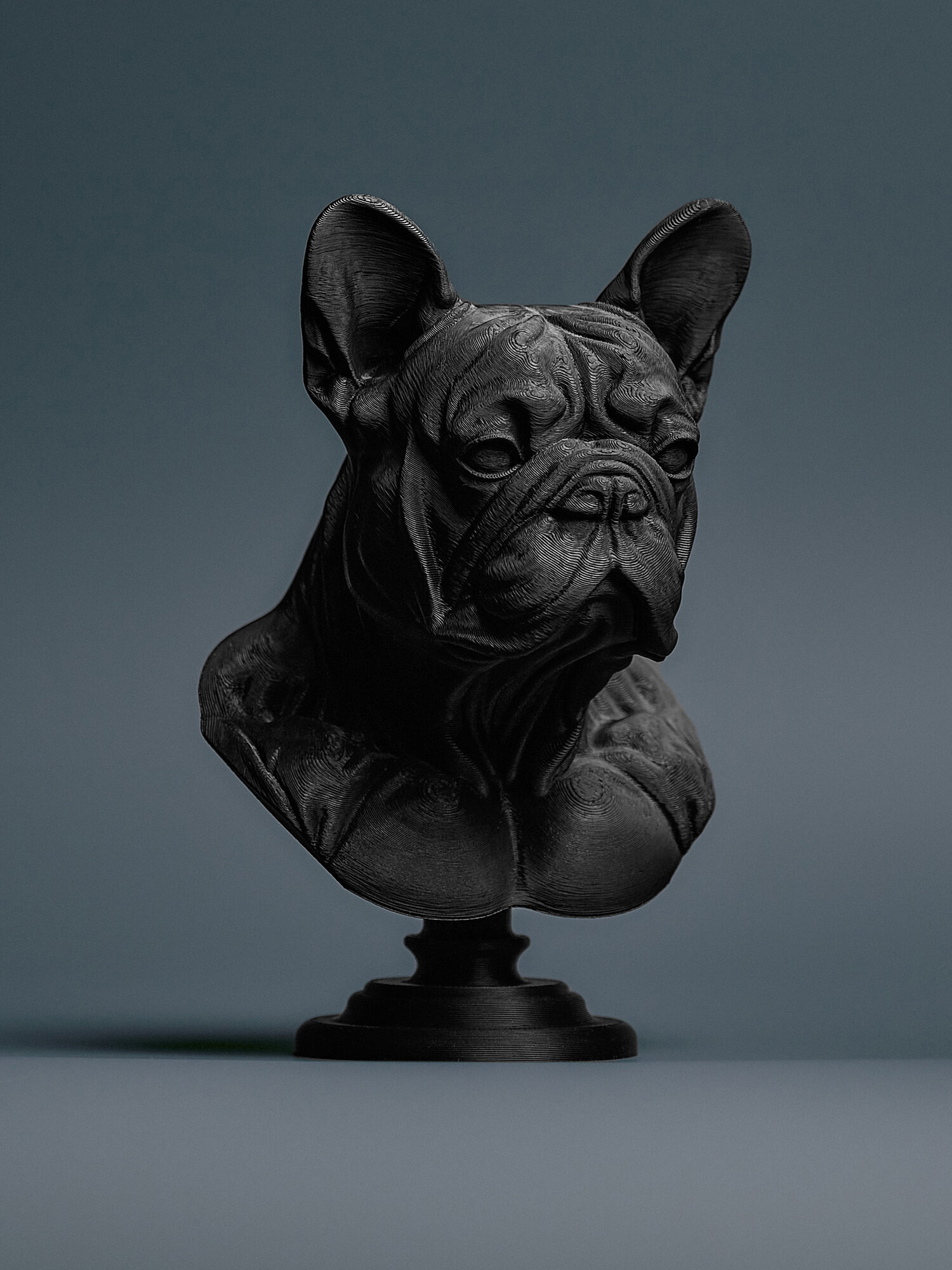 Статуэтка бюст собаки (Французский бульдог). Чёрный. Декоративная фигурка для интерьера. 12см