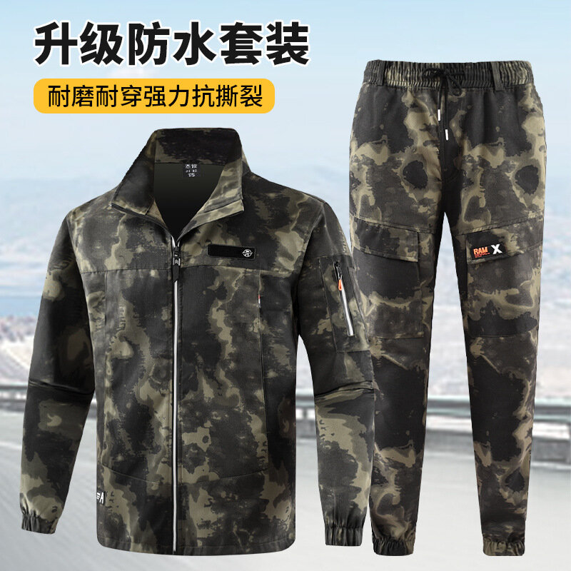Камуфляжный костюм для мужчин, водонепроницаемый, рабочая одежда для весны и осени, спецодежда для строительных площадок, износостойкая и грязеотталкивающая защитная одежда для женщин.