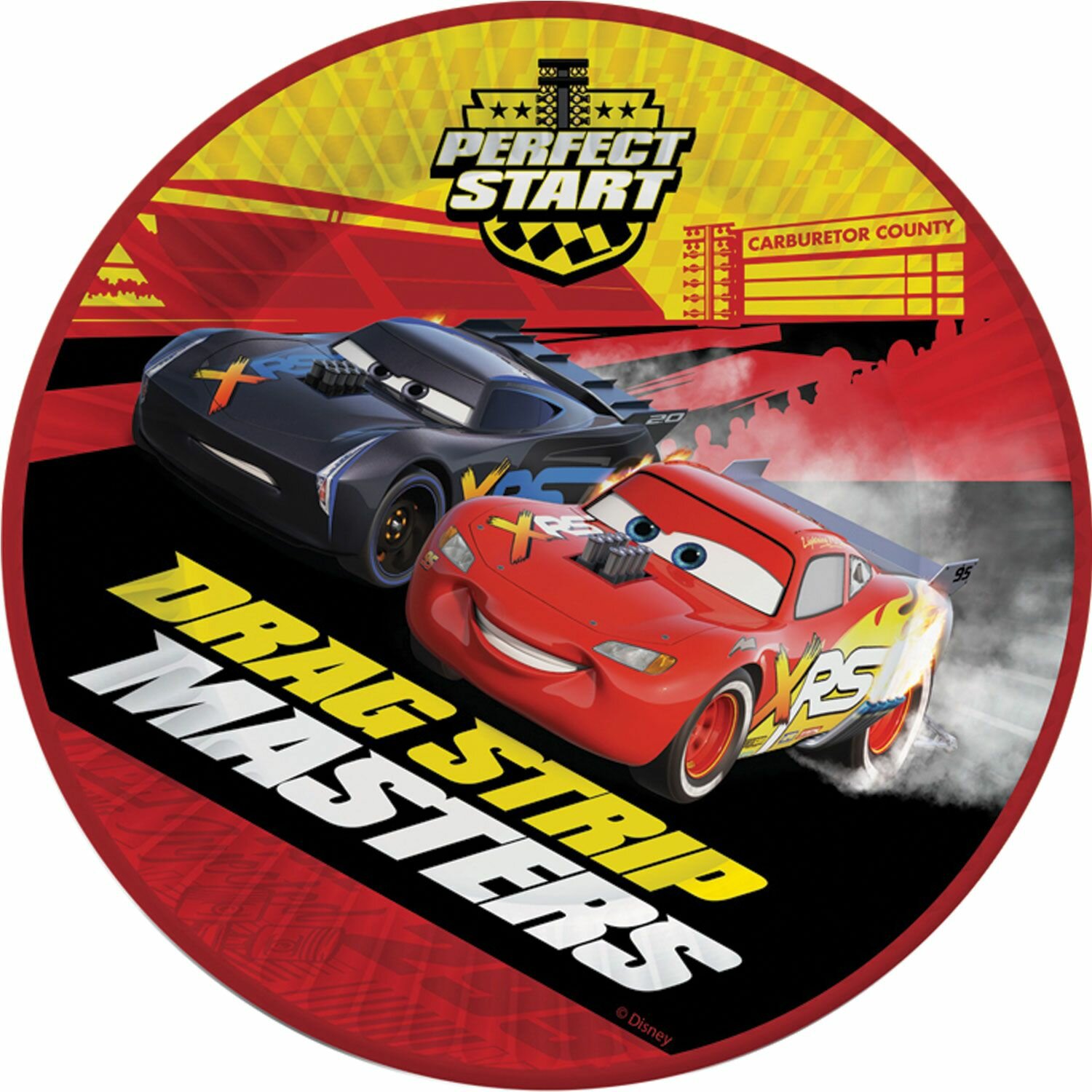 Набор одноразовой бумажной посуды для праздника ND Play / Тачки красно-черный (тарелка 18 см, стакан, по 18 шт.)