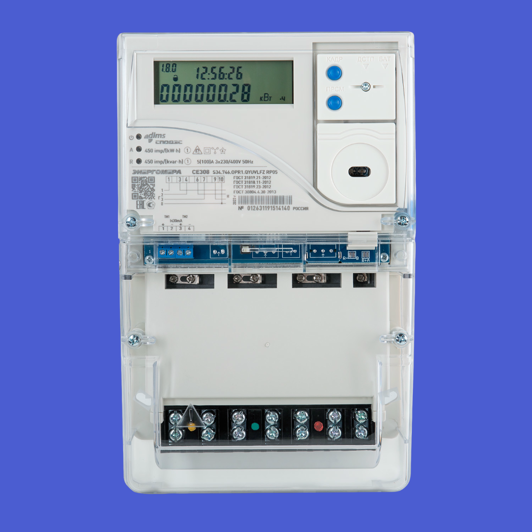 Счетчик электроэнергии 3 фазы, 100 А CE308 S34.746. OA. QYUVLFZ SPds, RS485 Энергомера