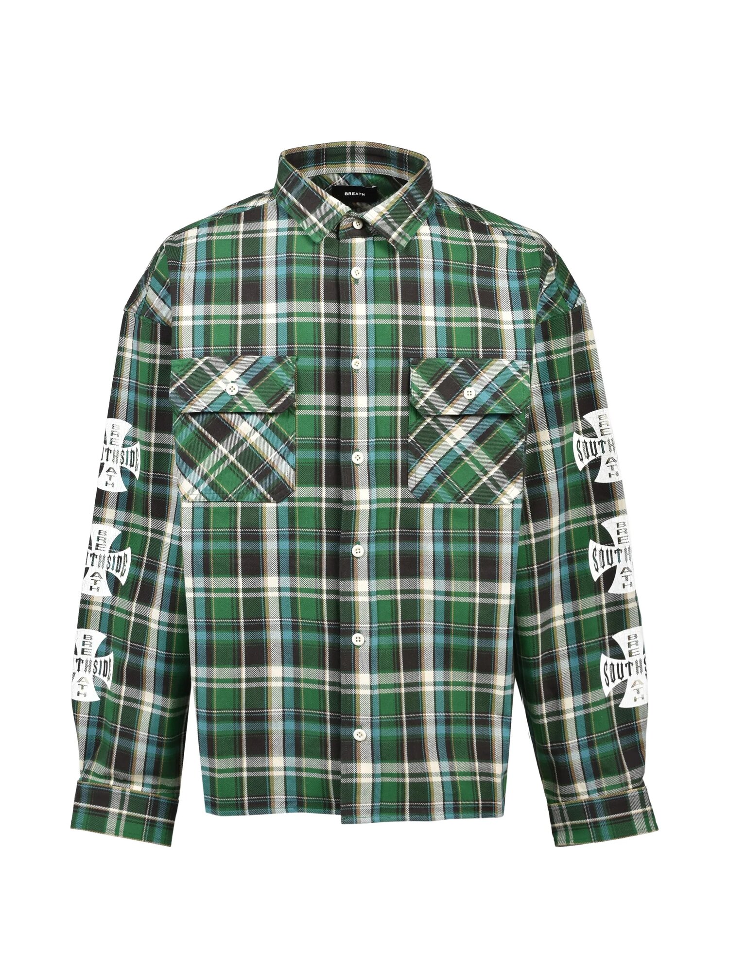 Рубашка Tartan-check graphic-print shirt