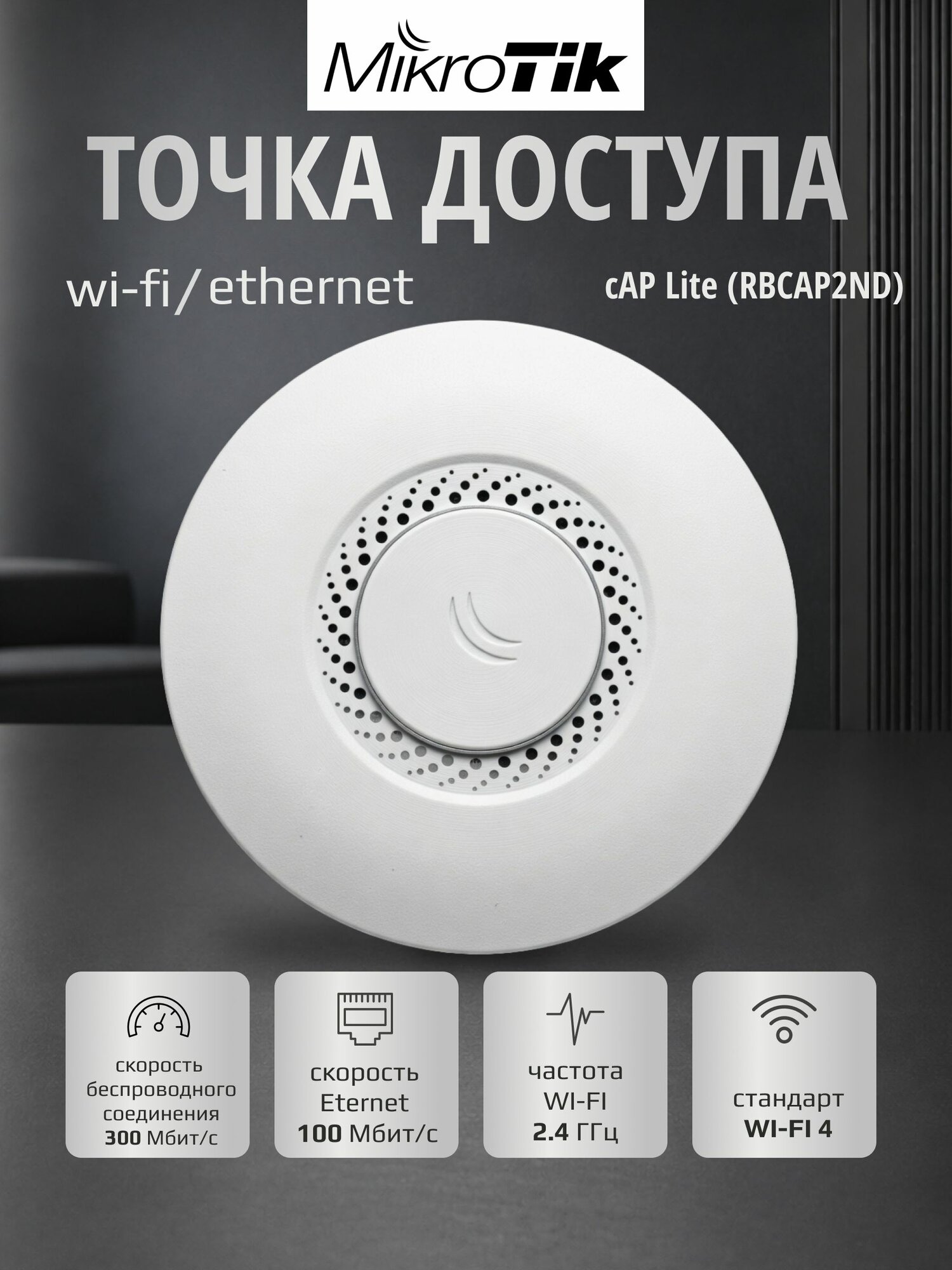 Wi-Fi точка доступа MikroTik RBCAP2ND