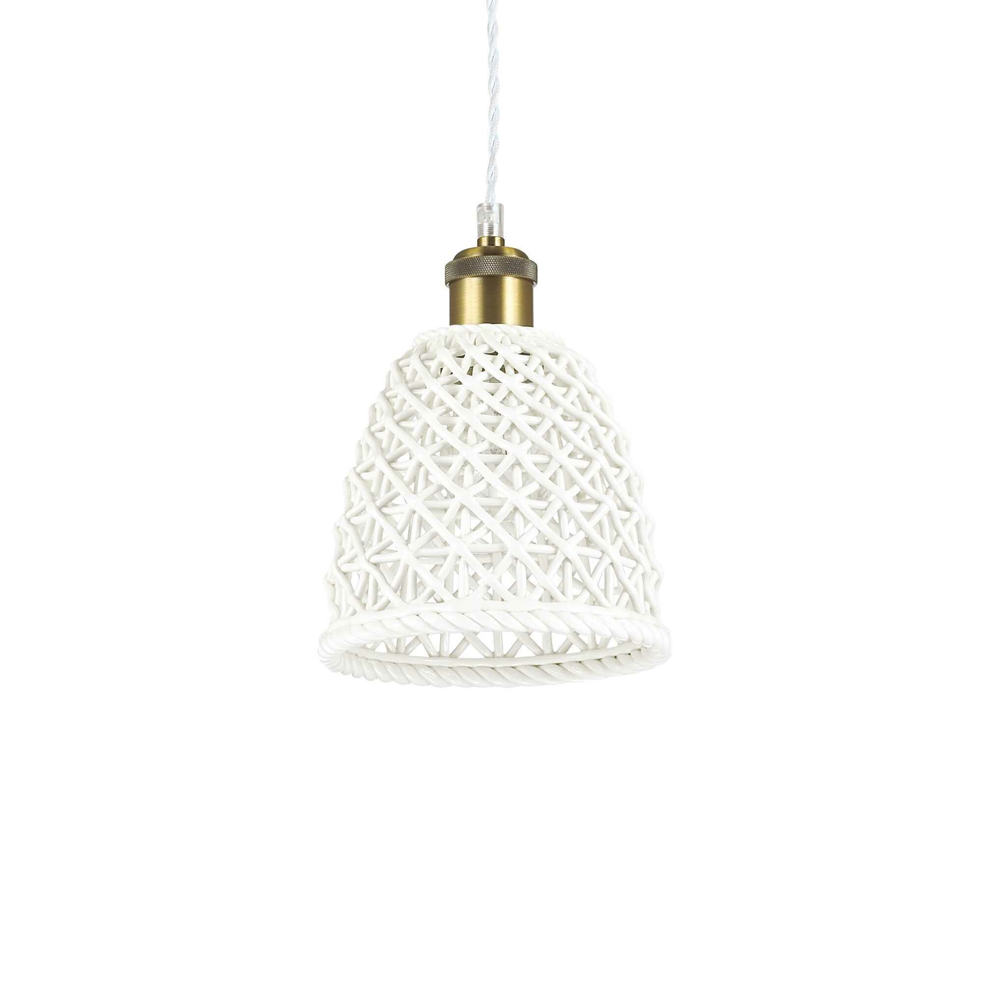Светильник подвесной ideal lux Lugano SP1 D16 макс.1х60Вт IP20 Е27 230В Белый/Латунь Керамика/Металл Без лампы 206820.