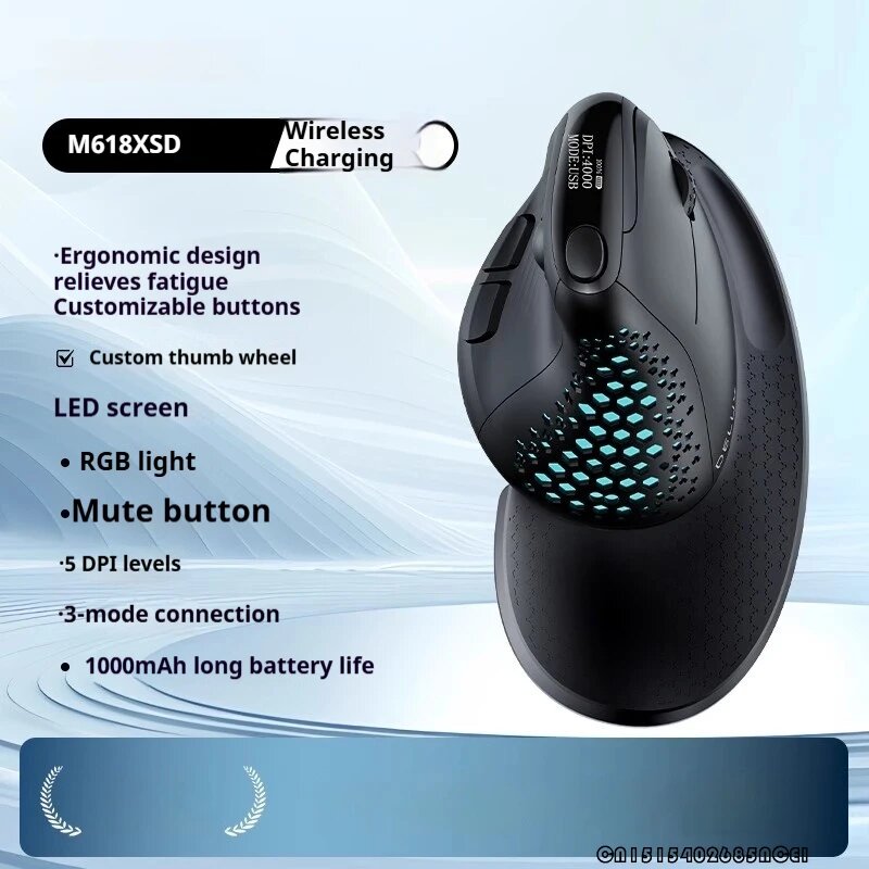 Беспроводная мышь Delux M618XSD черная, RGB, 10000mAh