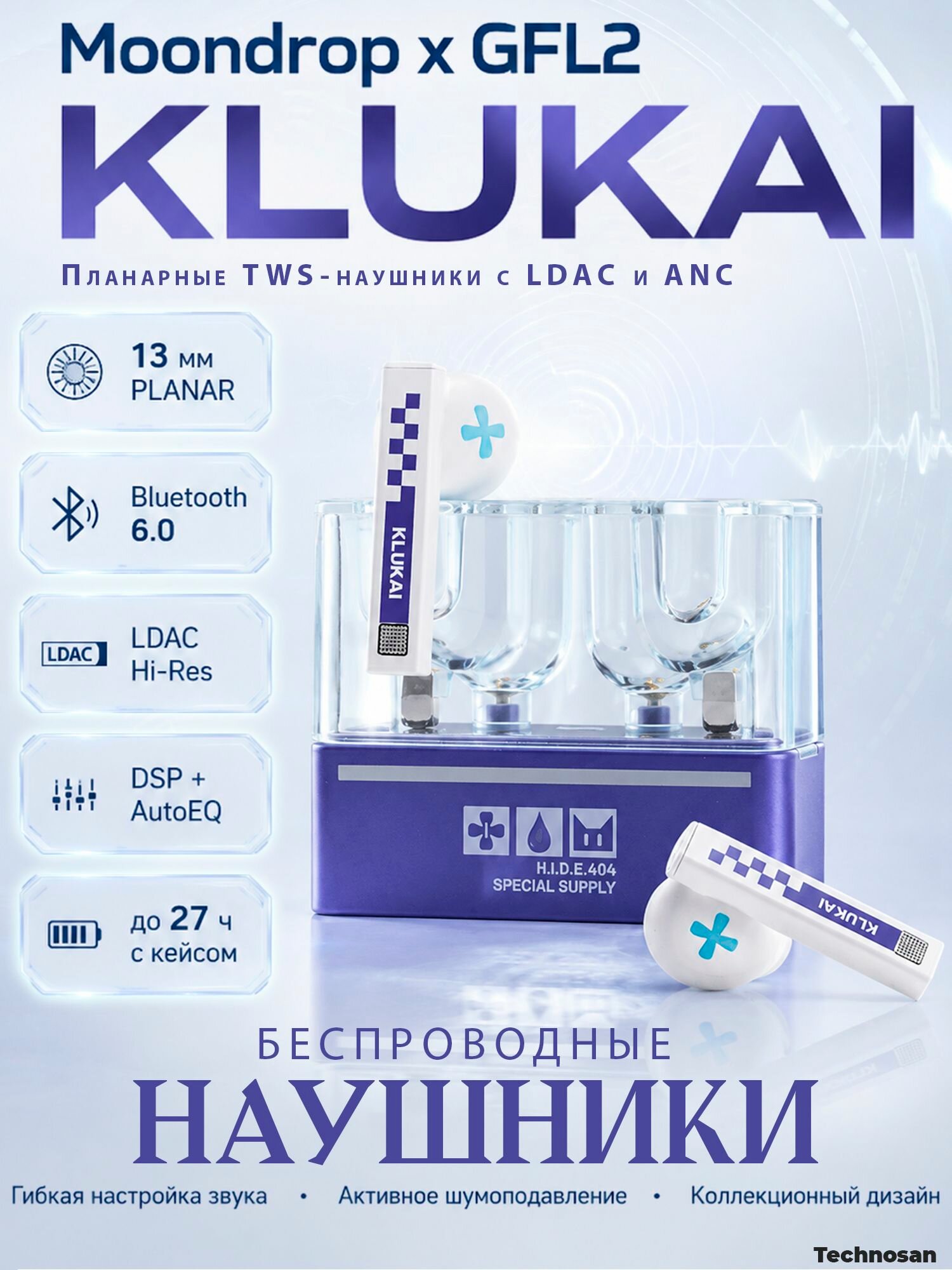 Беспроводные TWS наушники MoonDrop x GIRLS' FRONTLINE 2 KLUKAI, Bluetooth 6.0, LDAC