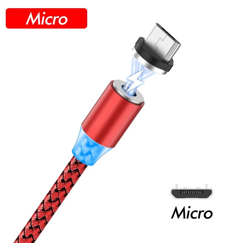 Магнитный Micro USB кабель, 2M, Красный