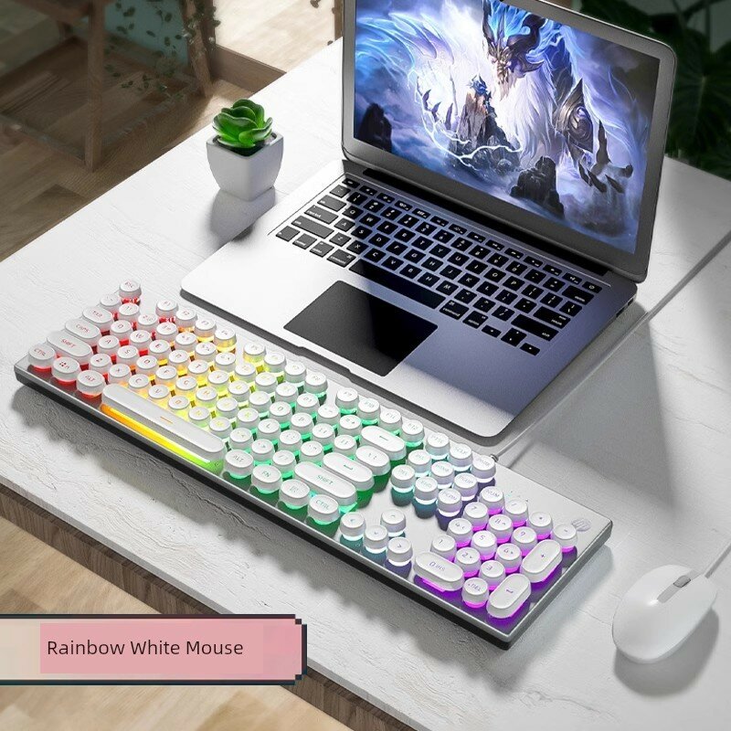 HP Rainbow Проводная мышь для девочек, белый радужный цвет, стандартный дизайн
