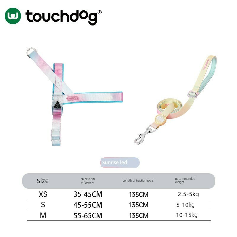 Touchdog Солнечный Свет Седельный Ошейник с Подсветкой и Шлейфом для Средних Собак Размер S Анти-Рывок, Рекомендуемый
