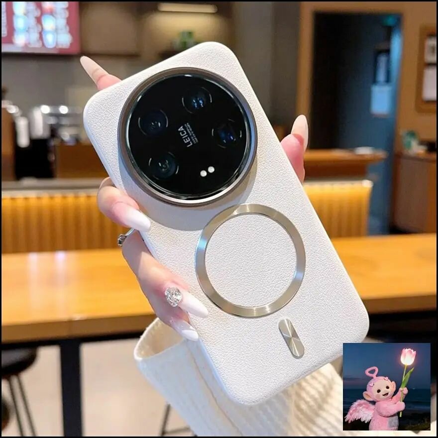 Чехол-кобура для Xiaomi 14 Ultra, антиударная защита, металл, белый цвет, надежная фиксация