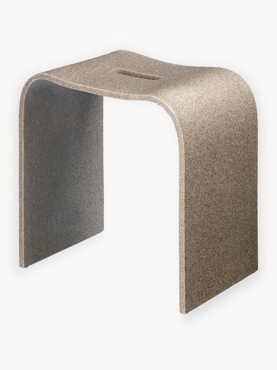 Табурет Geralis T-S-V, акриловый камень, песочный цвет, универсальный с ручкой -вырезом, 40 см