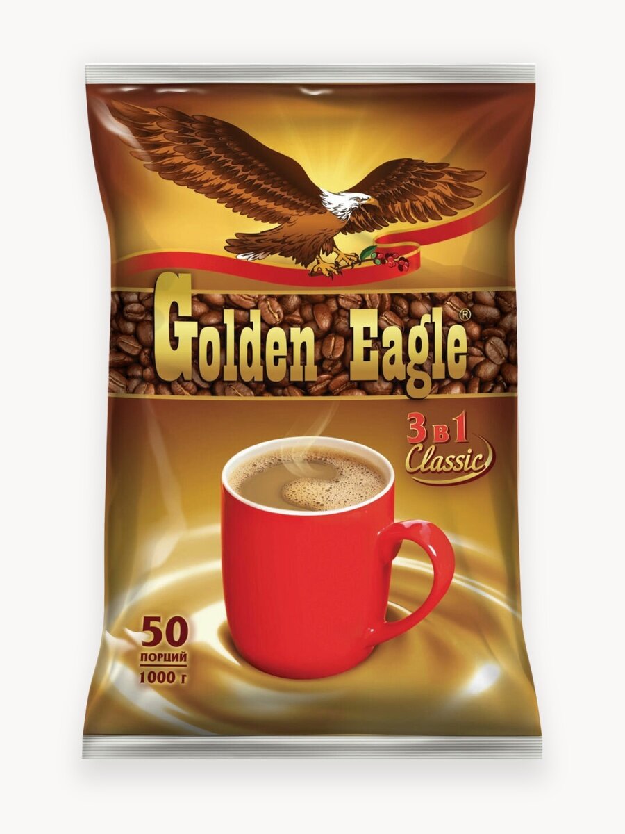 Растворимый кофе Golden Eagle 3 в 1 Classic 50 пакетиков