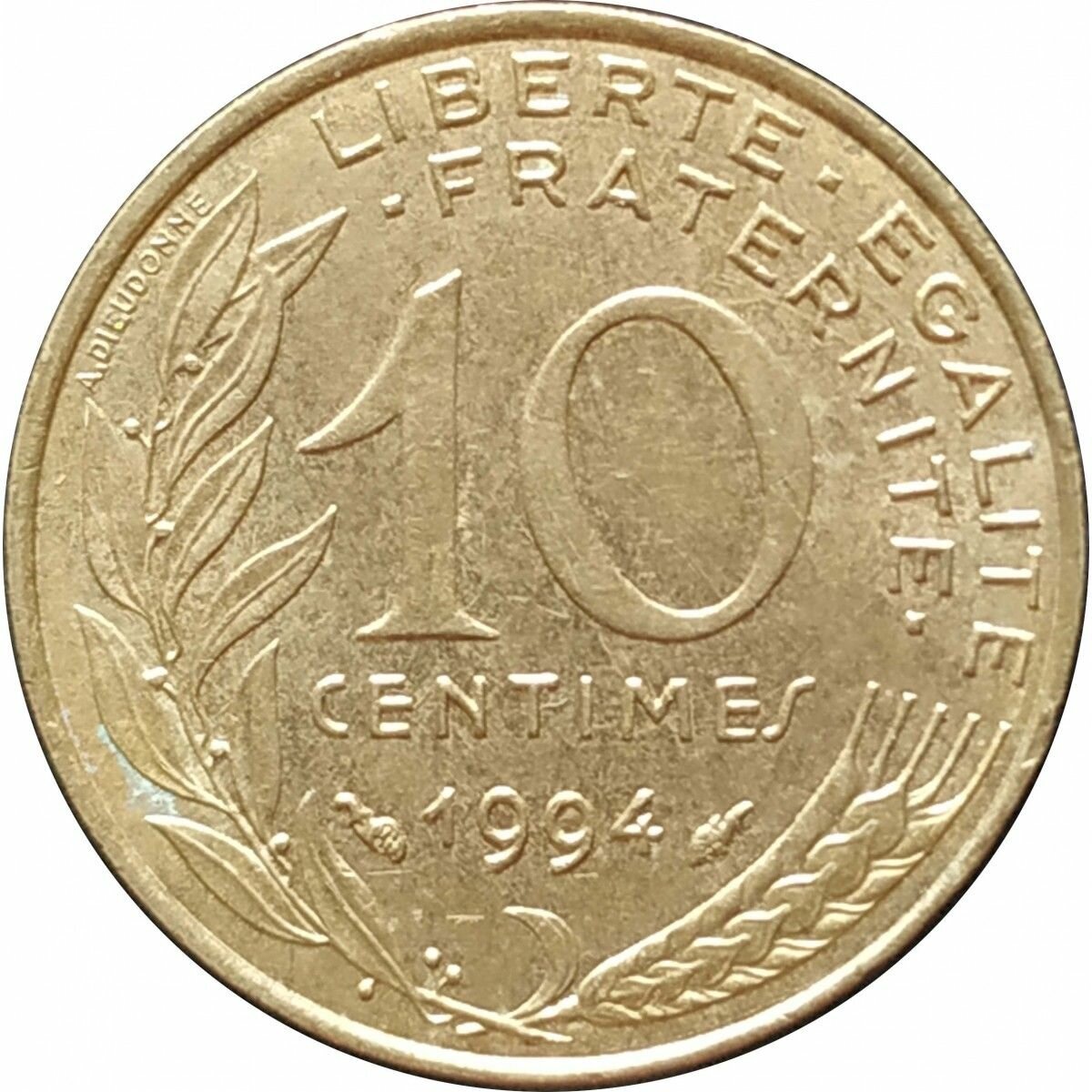 10 сантимов 1994 Франция Дельфин из оборота