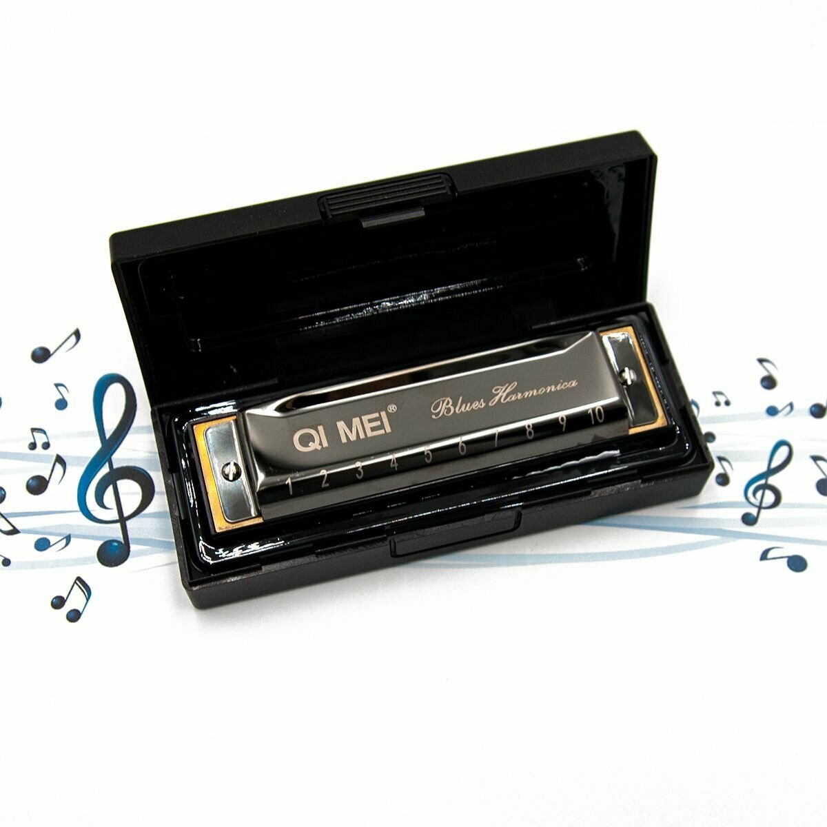 Губная гармоника QI MEI 1020, 10-отверстий Черная