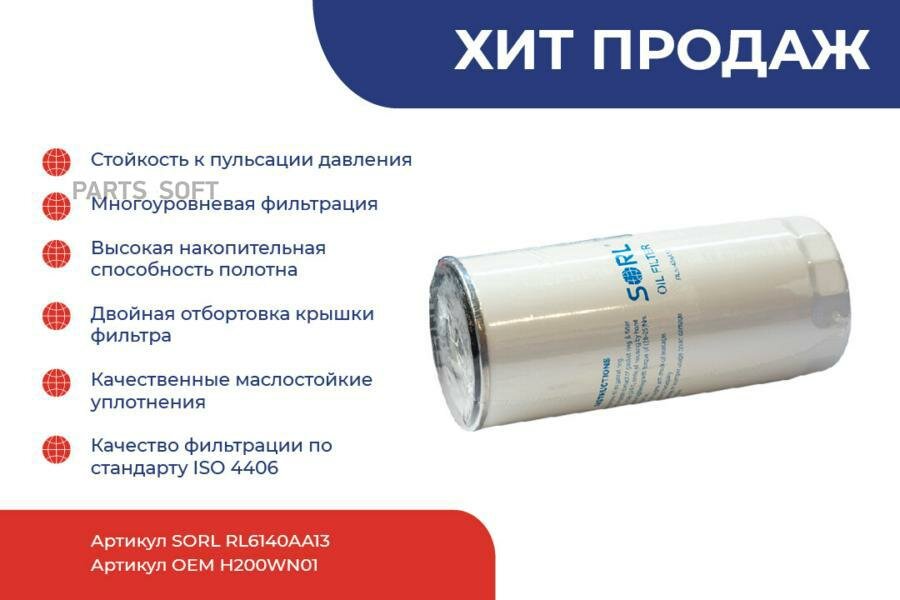 Фильтр масляный ! 1 3/8-16UN RVI, VOLVO SORL арт. RL6140AA13