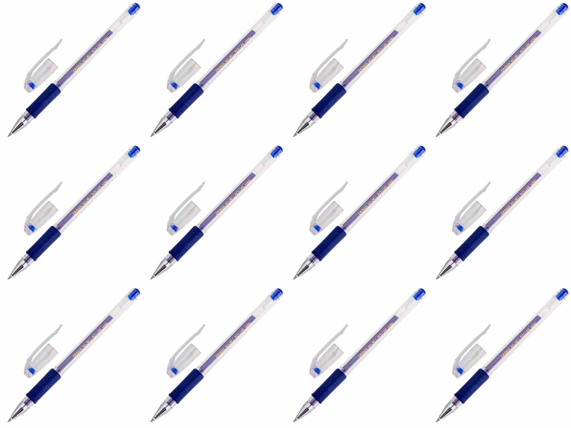 Crown Ручка гелевая неавтоматическая 0,5 мм синий, 12 шт