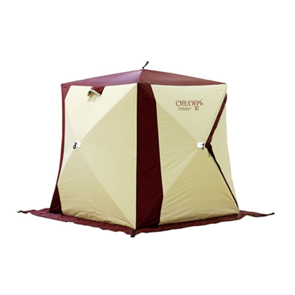 Зимняя палатка Снегирь 2Т (Бежевый/Вишневый), 1700x1700x1800 мм