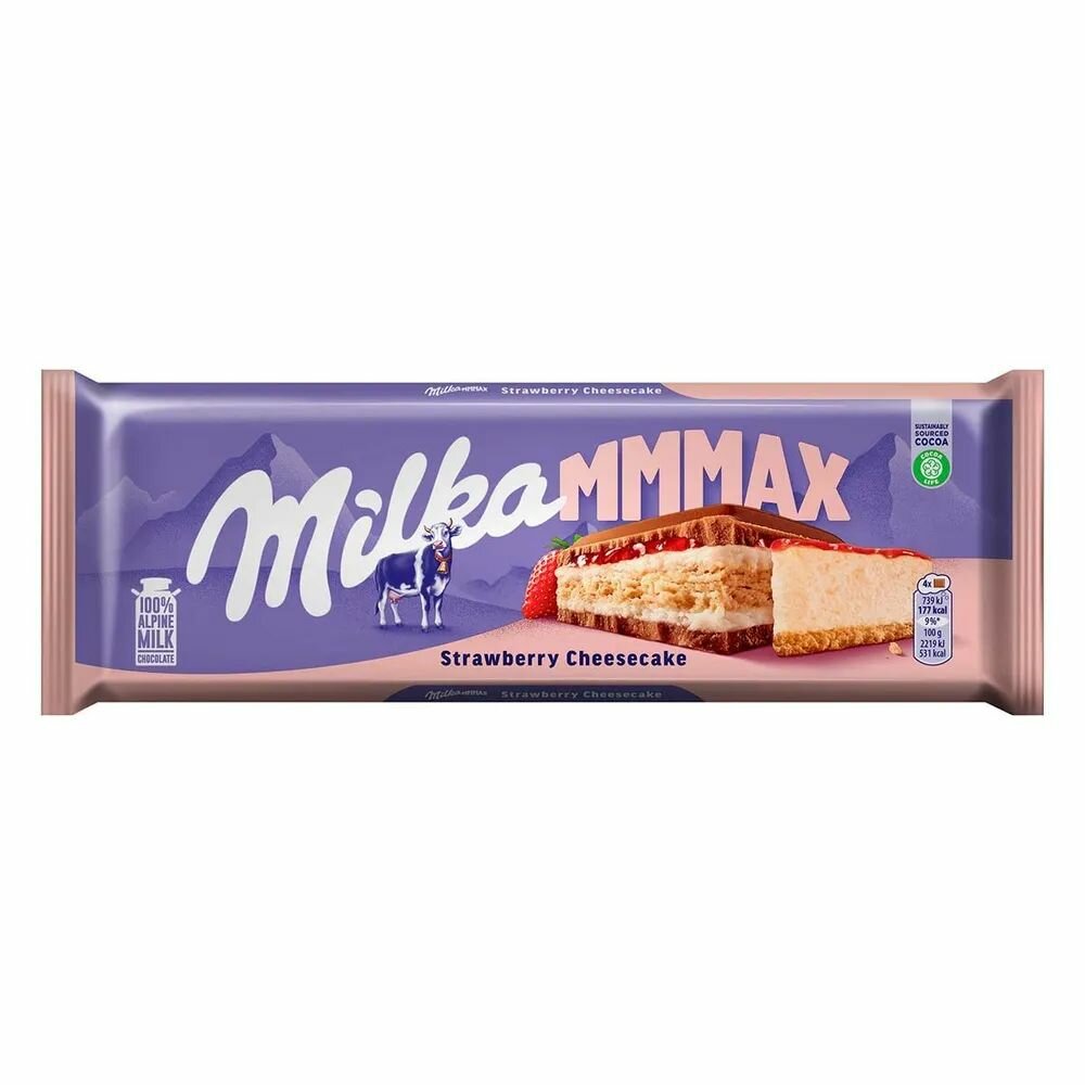 Шоколадная плитка Milka MMMAX Strawberry Cheesecake 300 г