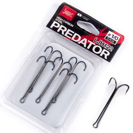 Крючки-двойники Lucky John PREDATOR LJH122 размер 001/0 5шт.
