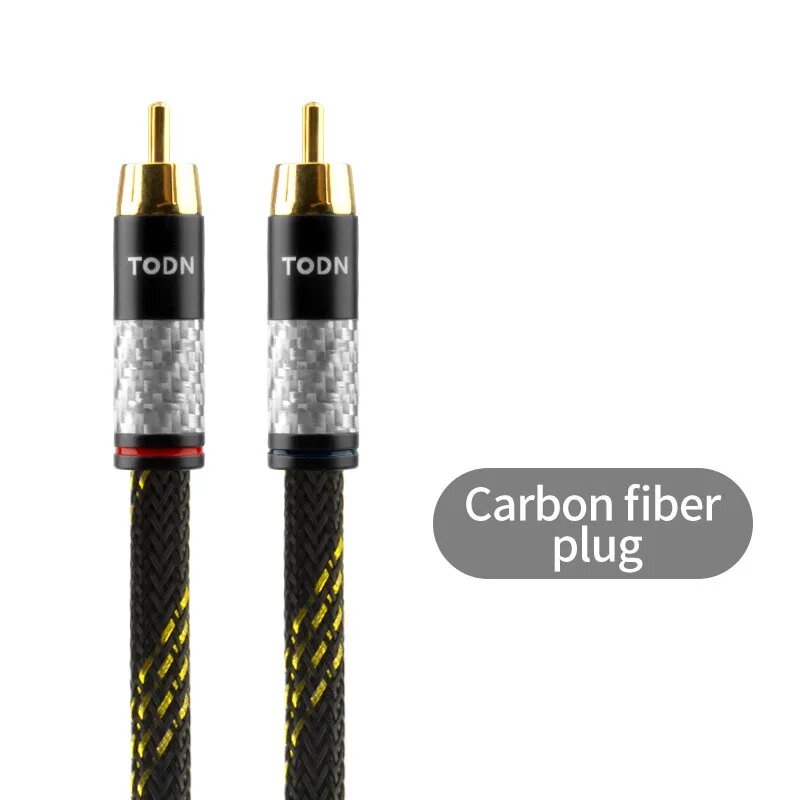 TODN высокопроизводительный аудиокабель RCA 2RCA - 2RCA Carbon fiber plug, 0.5m