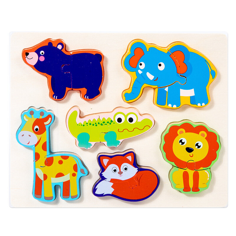 Деревянный пазл с лесными животными для малышей 1-3 лет - обучающая игрушка
