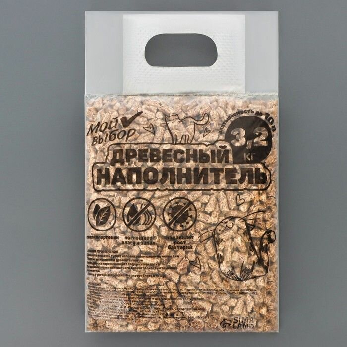 Наполнитель для лотка кошек Мой выбор древесный для, 3,2 кг впитываемость до 10 л
