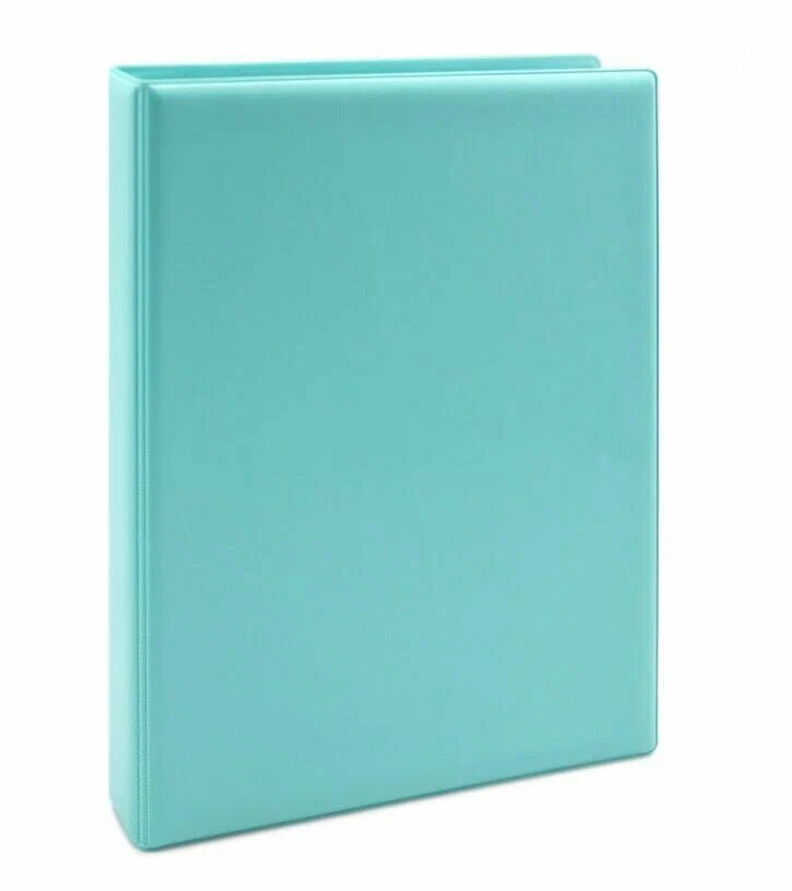 Обложка ПВХ для тетрадных блоков А5, твердая, бирюзовая, на 4 кольцах, ширина корешка 2,5 см