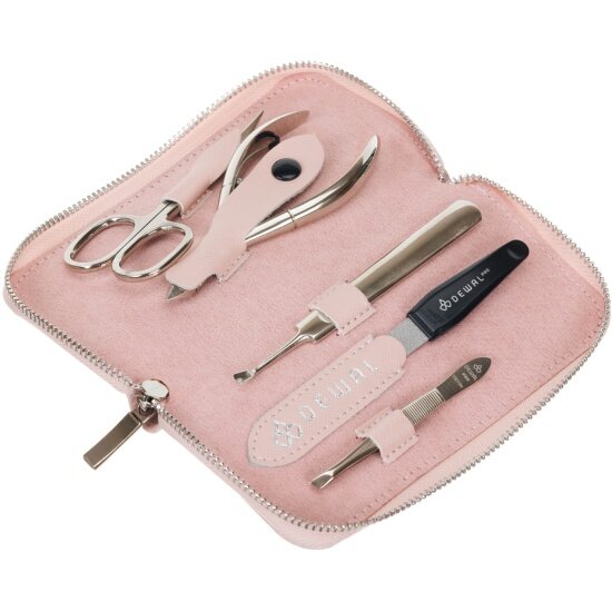 Маникюрный набор Dewal Professional DEWAL 5 предметов, натур. кожа, пудровый.