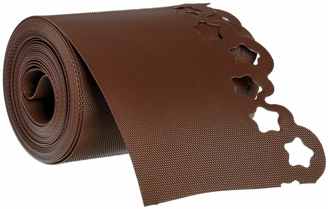 Лента бордюрная фигурная для клумб и грядок, бордюр садовый пластиковый, размер 20 см х 9 м, толщина 1,2 мм, коричневая, микс