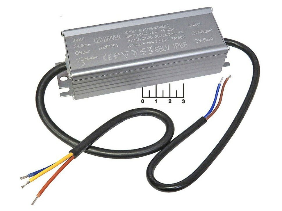 Драйвер светодиода 2.4A/26-36VDC 100-265VAC MD-LPF80W(10S8P)