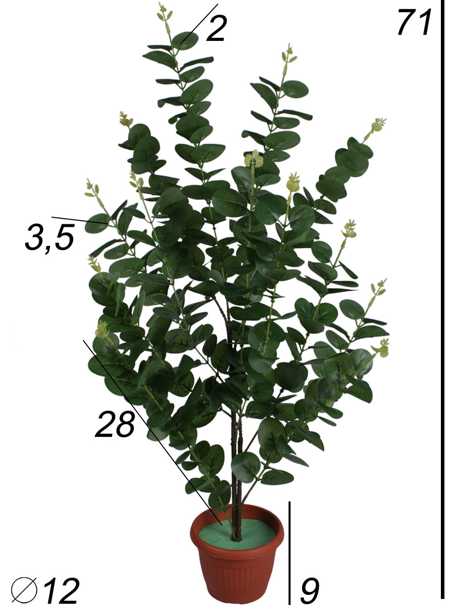 Искусственный Эвкалипт в кашпо от бренда Holodilova, зеленый