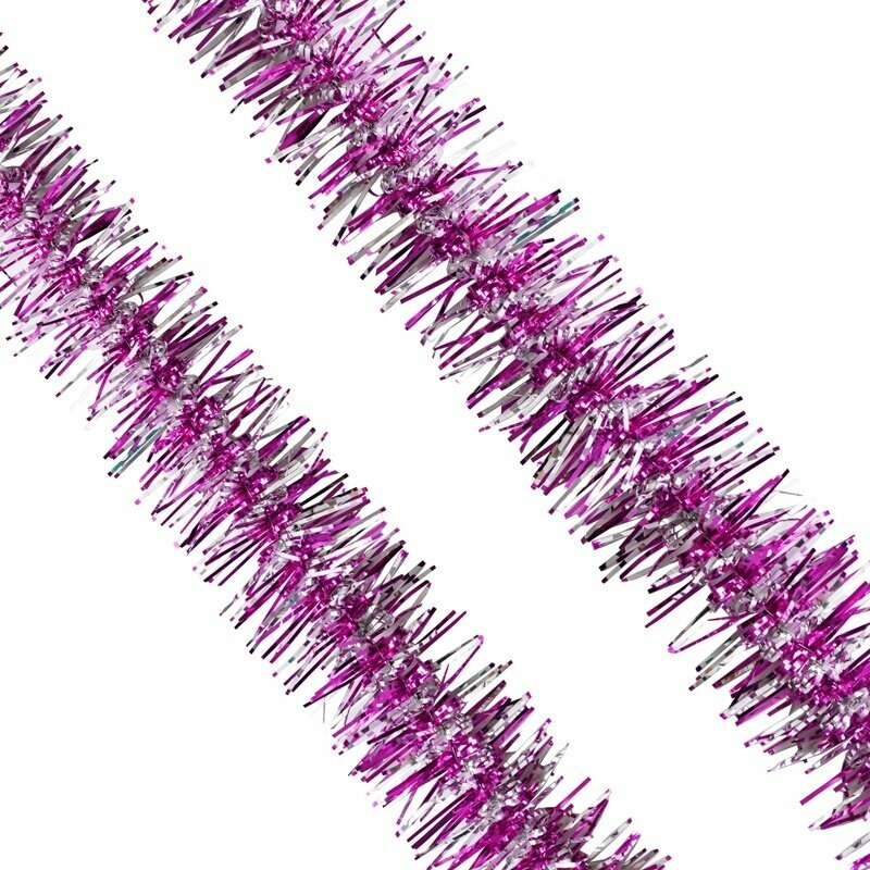 Мишура Веселый праздник Розовая классика, размер 2 м на 6 см, без упаковки