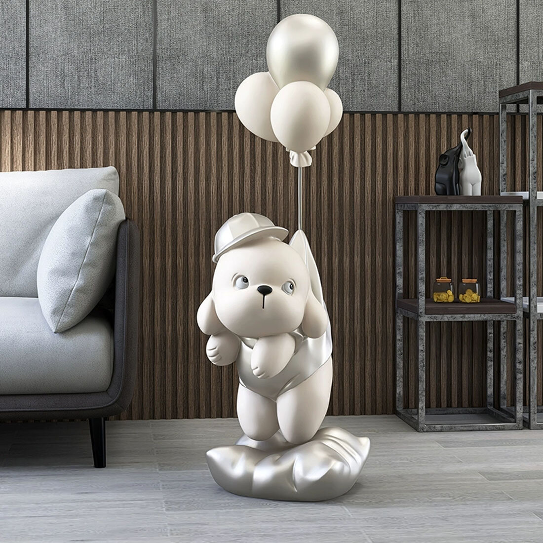 Интерьерная напольная фигура Balloon Dog (серебро)