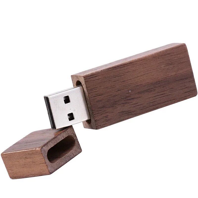 Деревянная Флешка USB 2.0 64ГБ/32ГБ/16ГБ/8ГБ С Подарочной Коробкой, Креативный Экологичный Дизайн, Из Карбонизированного Бамбука