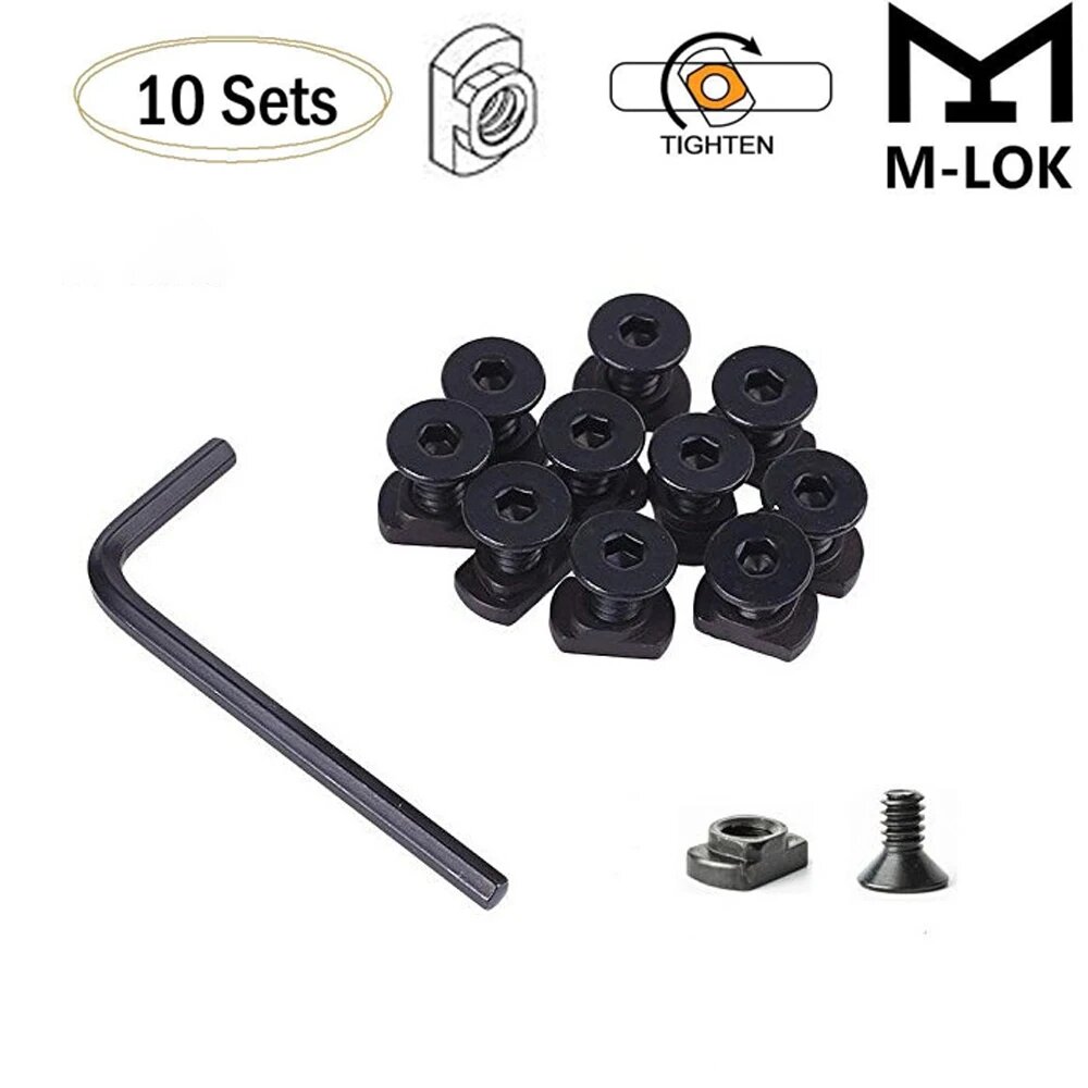 10 шт. черные M-LOK винты и гайки для крепления аксессуаров