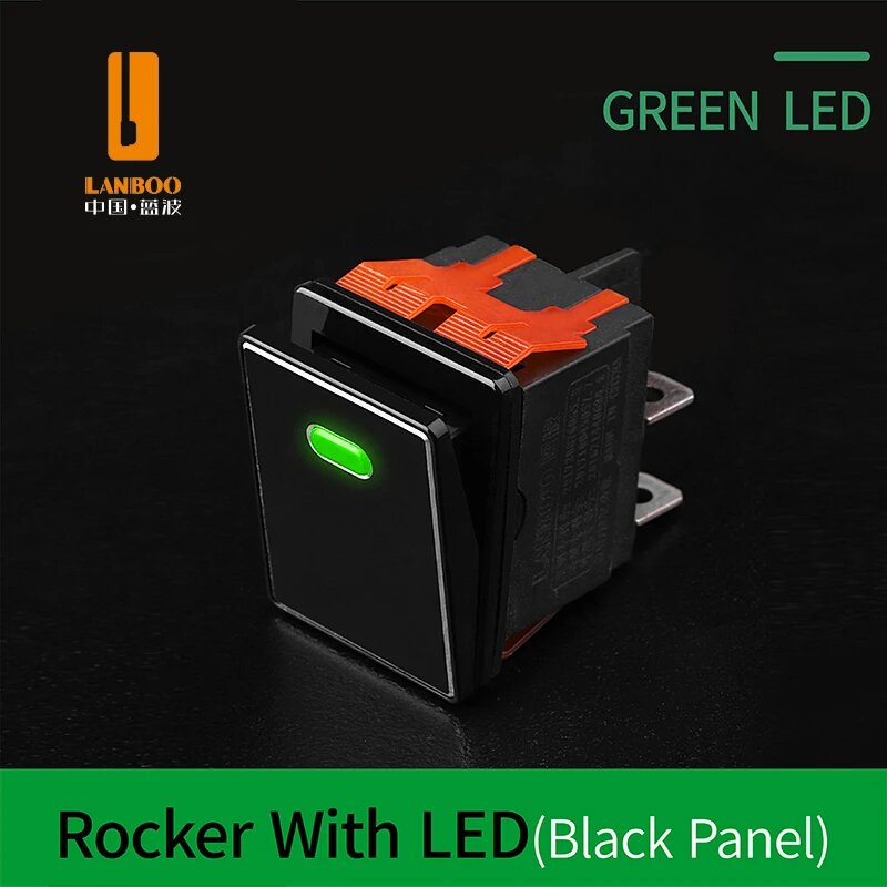 Водонепроницаемый выключатель LANBOO CX2822 16А 4 контакта Green(Black Panel), 9-24V