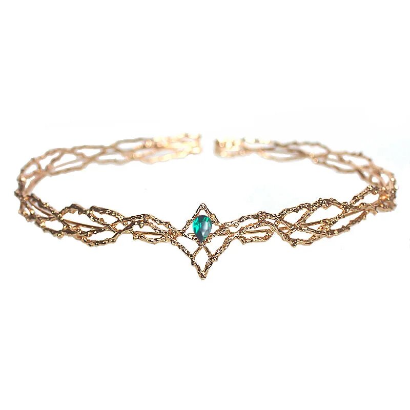 Корона для волос Thranduil HUASIYI gold GREEN