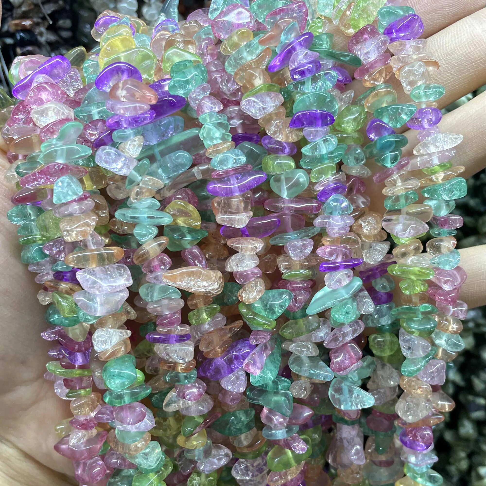 Гравийные бусины аметист агат амазонит SYSRXLR Colorful Glass