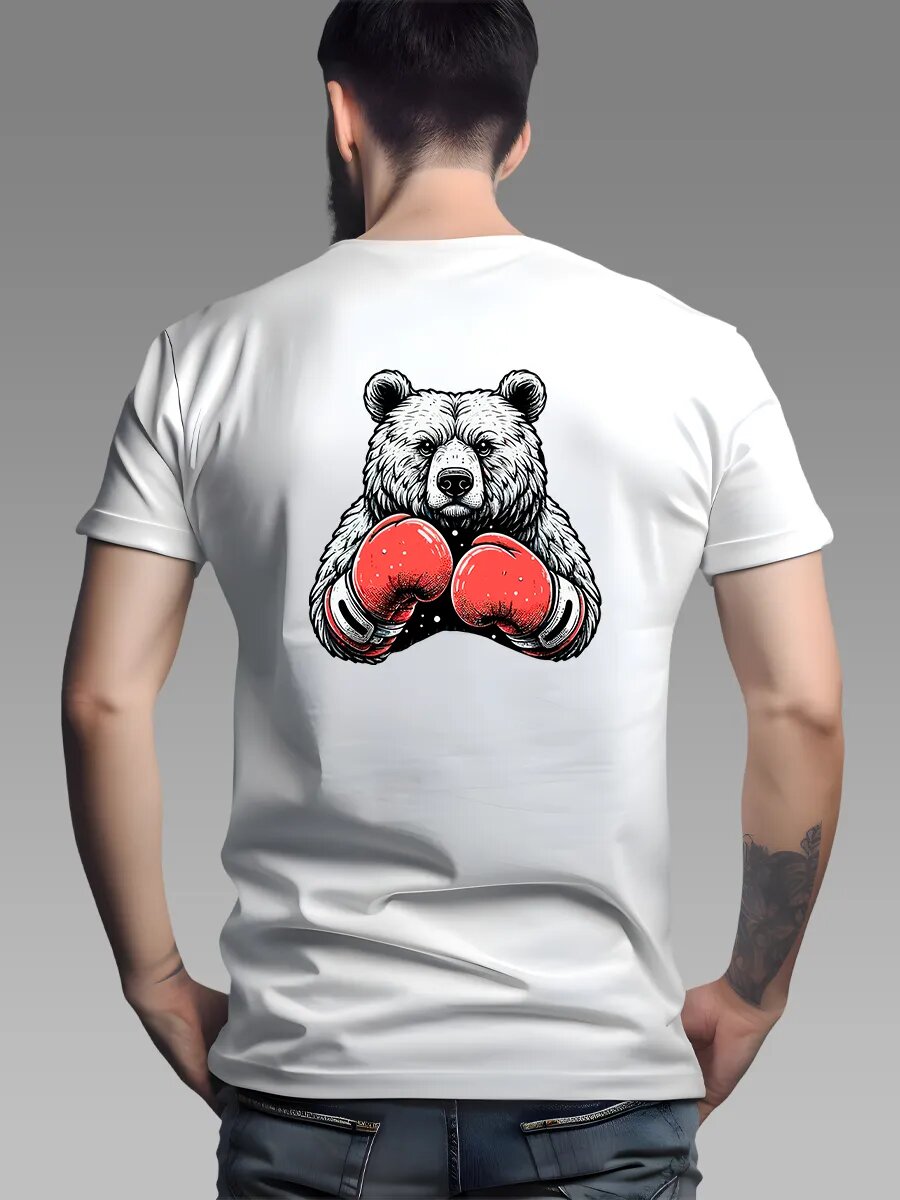 Футболка на спине медведь боксер