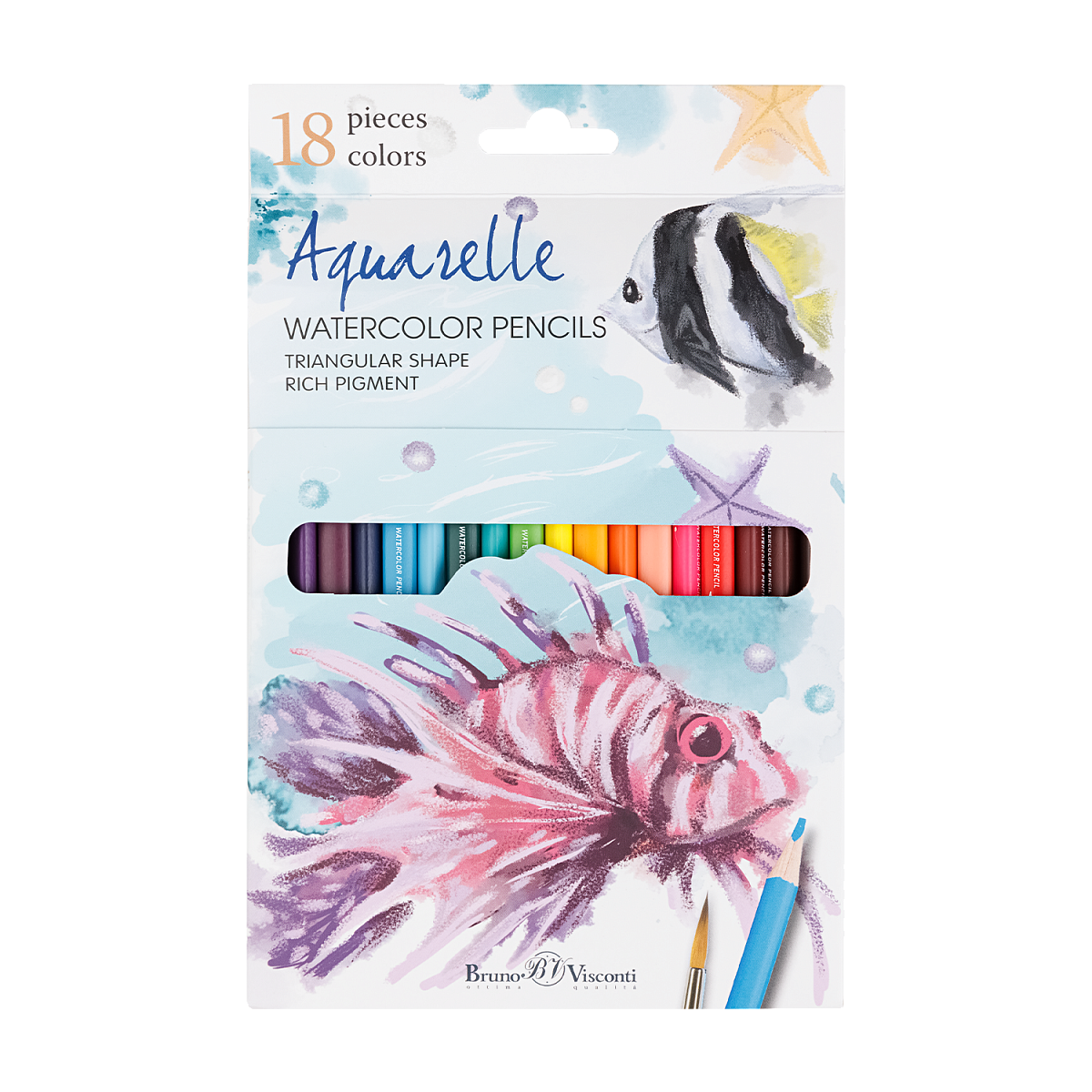 Карандаши акварельные BrunoVisconti 18 цветов, грифель 3 мм DreamWorld