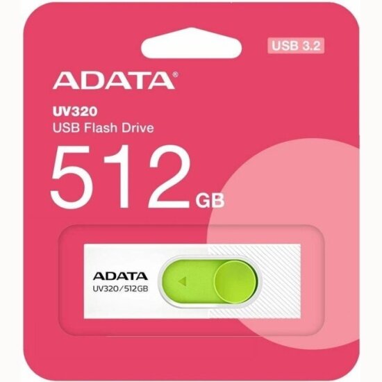 USB флешка Adata 512Gb UV320 white/green USB 3.2 Gen 1