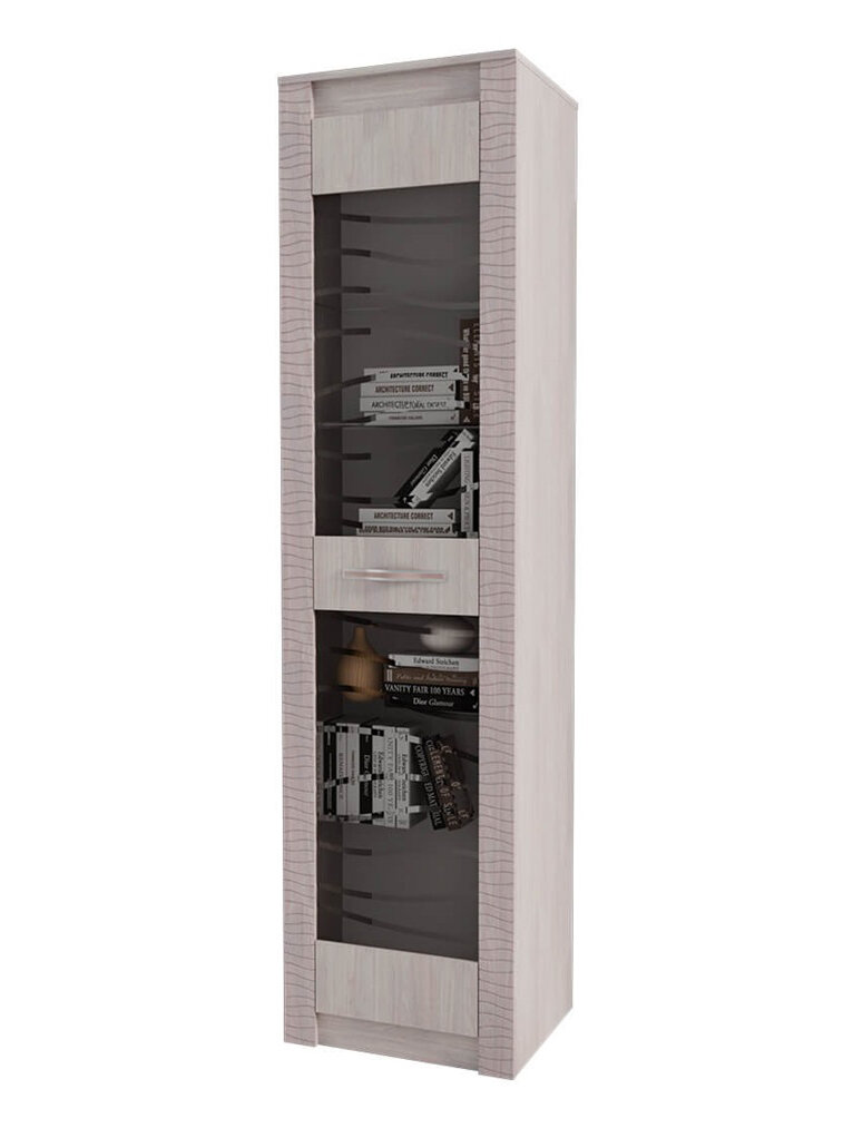 ARNIKA Шкаф пенал, витрина с полками Монако, 56х46х220 см, ясень анкор светлый